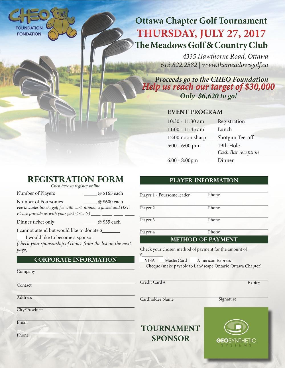 Ottawa Chapter golf for CHEO 2017